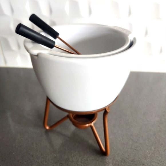Kitchen | Boska White Ceramic Fondue Set With Copper Stand | Poshmark